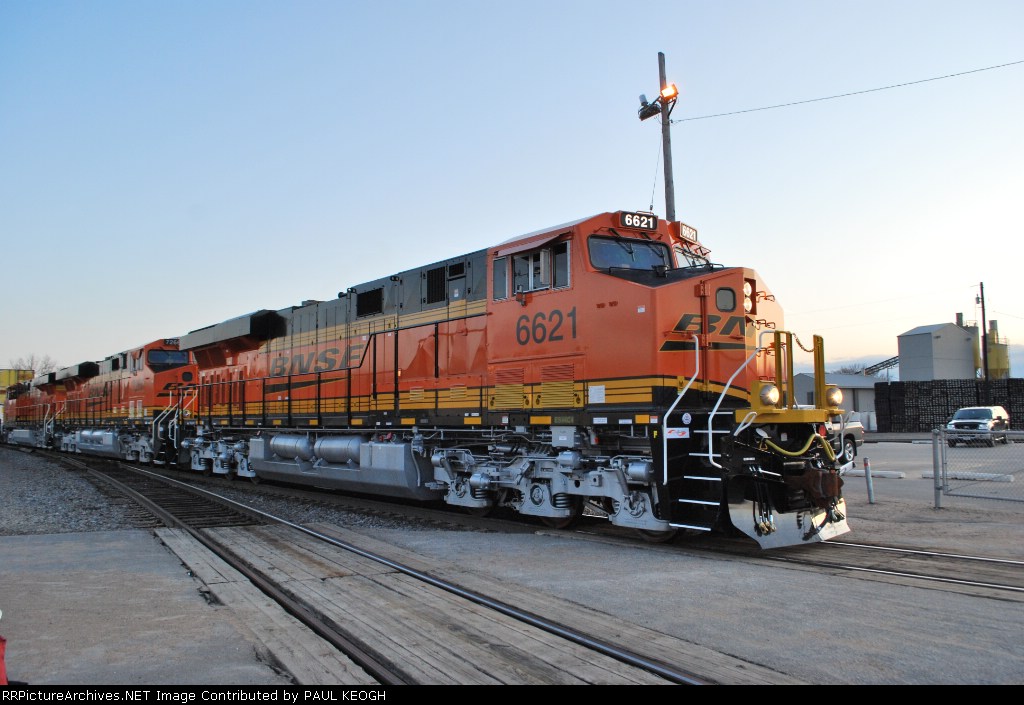 Close up of a Brand new BNSF 6621 ES44C4 less than a week old as she waits for the High Ball out ...